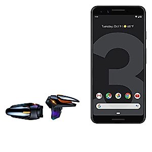 BoxWave Gaming Gear Compatible With Google Pixel 3 - Touchscreen QuickTrigger Auto, Trigger Buttons Autofire Gaming Mobile FPS - Jet Black