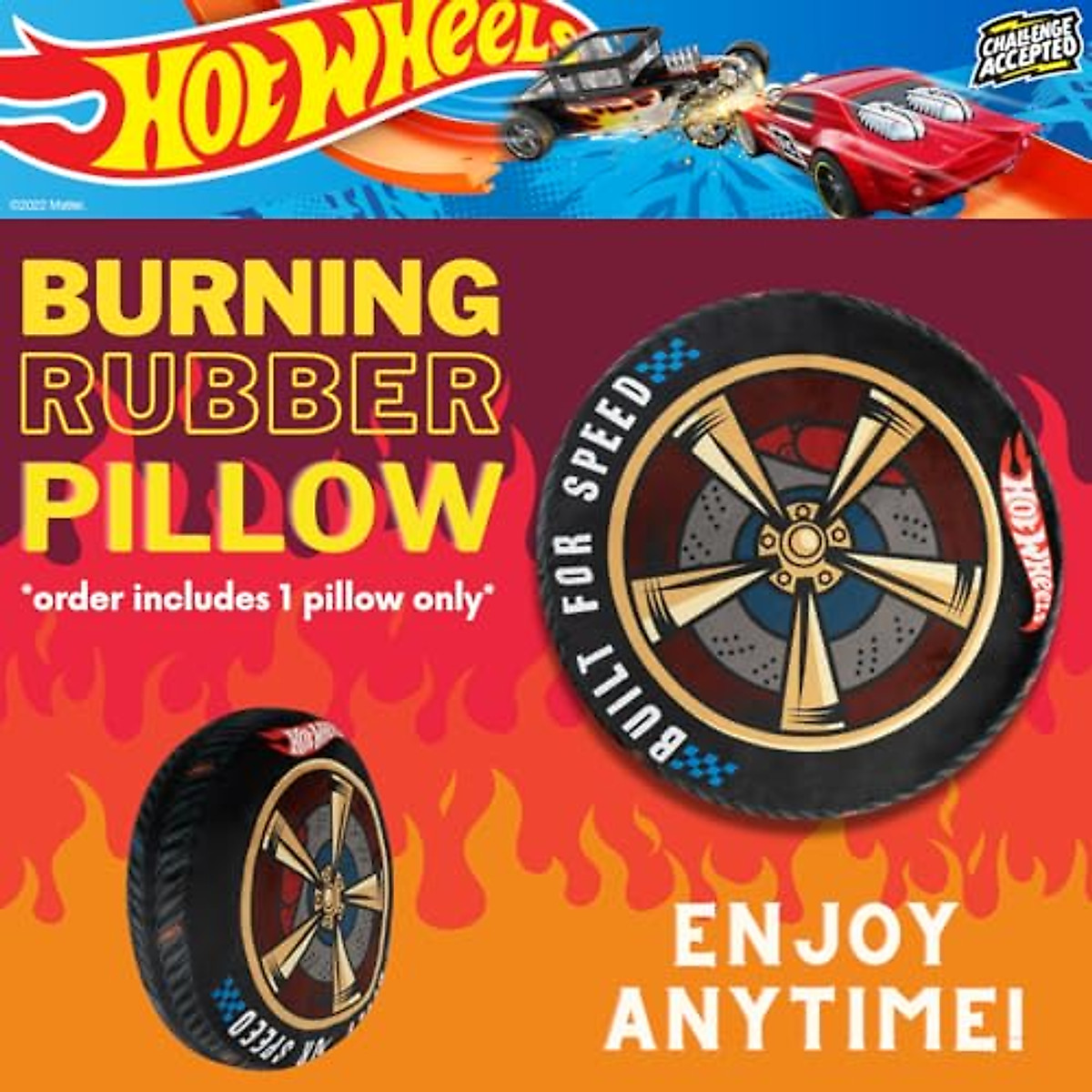 Franco Bedding Super Soft Plush Decorative Throw Cuddle Pillow (100% Officially Licensed Product), One Size, Hot Wheels