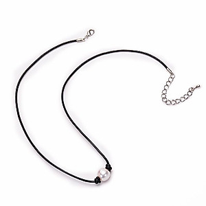Pearl Necklace Single Pearl Choker Necklace for Women Leather Cord Choker for Teen Girls Handmade Choker Jewelry Gift