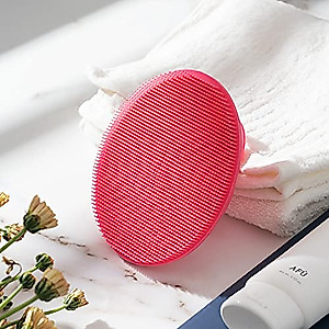 YEADMAL Silicone Body Scrubber Shower Cleansing Brush Pad Bath Exfoliating Soft Bristles SPA Massage Skin Care Tool,for Sensitive and All Kinds of Skin (Pink)