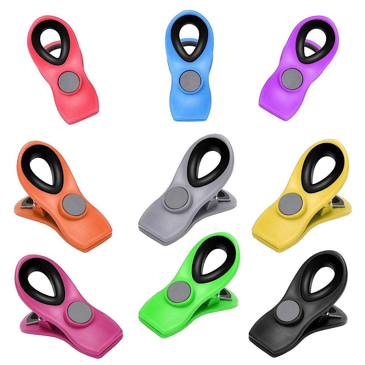 9Pcs Chip Bag Clips Magnetic Refrigerator Clips - Multicolored Food Sealing Clips, Food Clips use for Food and Kitchen Storage, Chip and Snack Bag Clips, Fun Fridge Clips