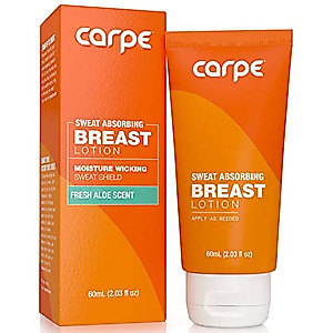 Carpe No-Sweat Breast (Pack of 2) - Helps Keep Your Breasts and Skin Folds Dry - Sweat Absorbing Lotion - Helps Control Under Breast Sweat - Great For Chafing and Stain Prevention
