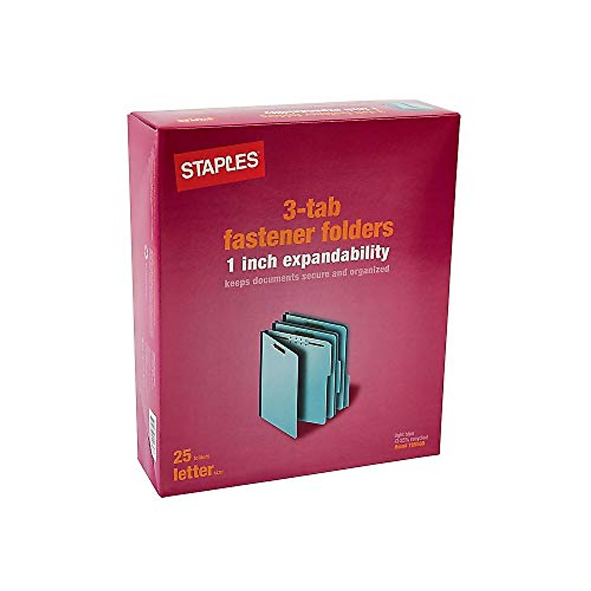 Staples 765560 Pressboard Fastener Folders Letter Size 1-Inch Expansion 25/Box