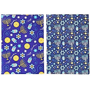 Iconikal 12 Gift Wrap Sheets and 12 Stickers, Hanukkah
