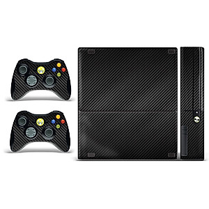 247 Skins Graphics kit Sticker Decal Compatible with Xbox 360E 360 Elite and Controllers - Printed Carbon