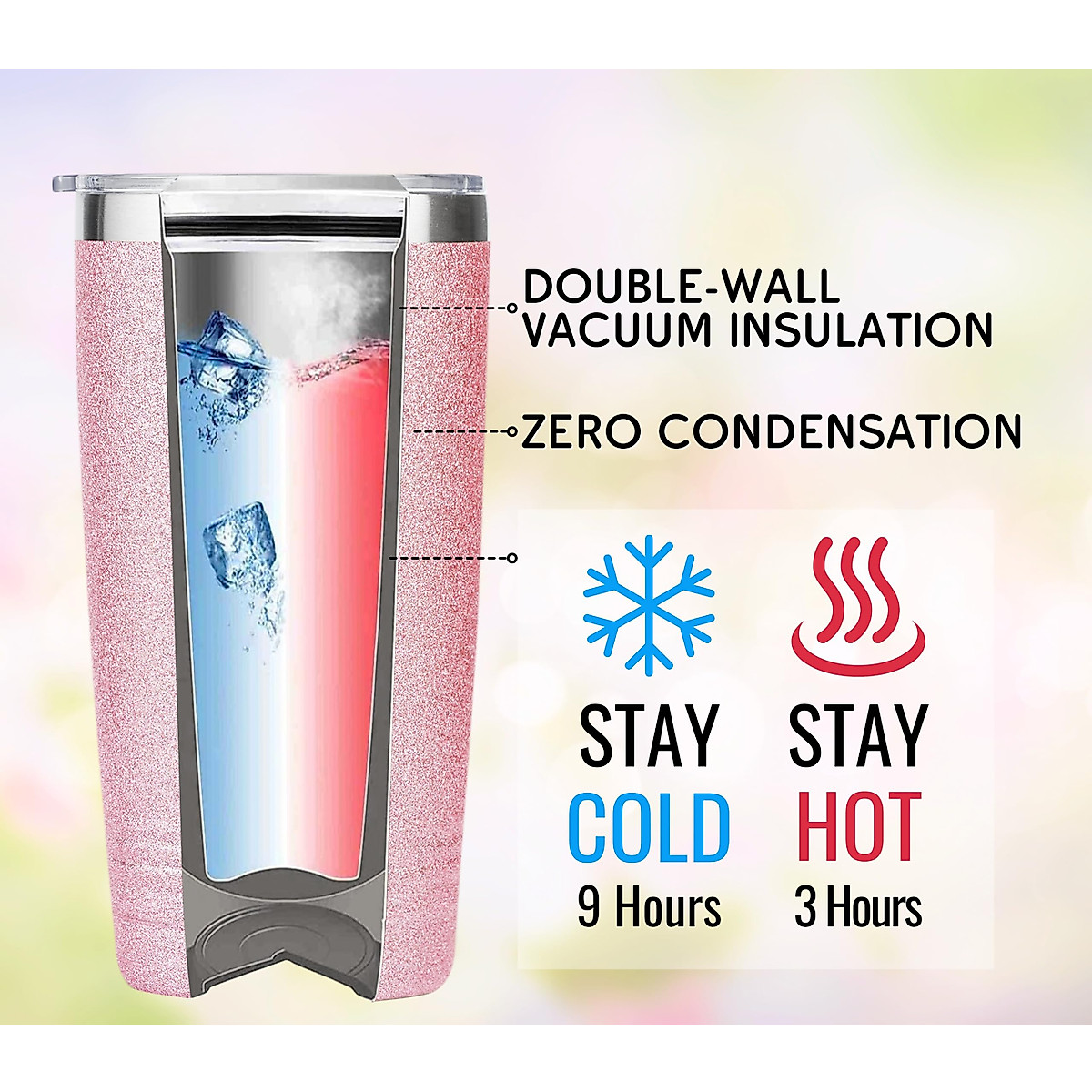 Personalized Tumblers with Lids and Straws for Women, Monogrammed Travel Mugs with Initials, Unique Gifts for Her on Birthdays Xmas, Rose Gold, S