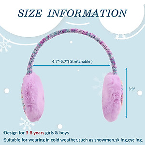 Winter EarMuffs for Kids Outdoor Boys Knitted Ear Cover Plush Toddler Girls Ear Warmer 3-8 Years (Purple)