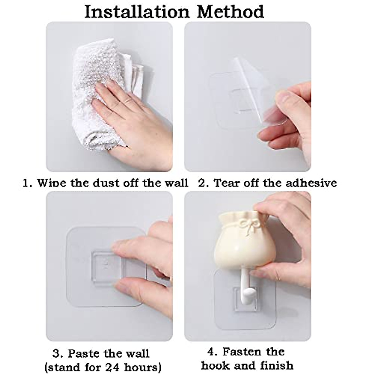 NUANNUAN 4 Pieces Coat Hooks Cute Cat Shape Punch Free Adhesive Hooks, Plastic Creative Home Storage Utility Wall Decorations Hanger Holder for Hanging Hat Towel Backpacks Key Scarf Bags