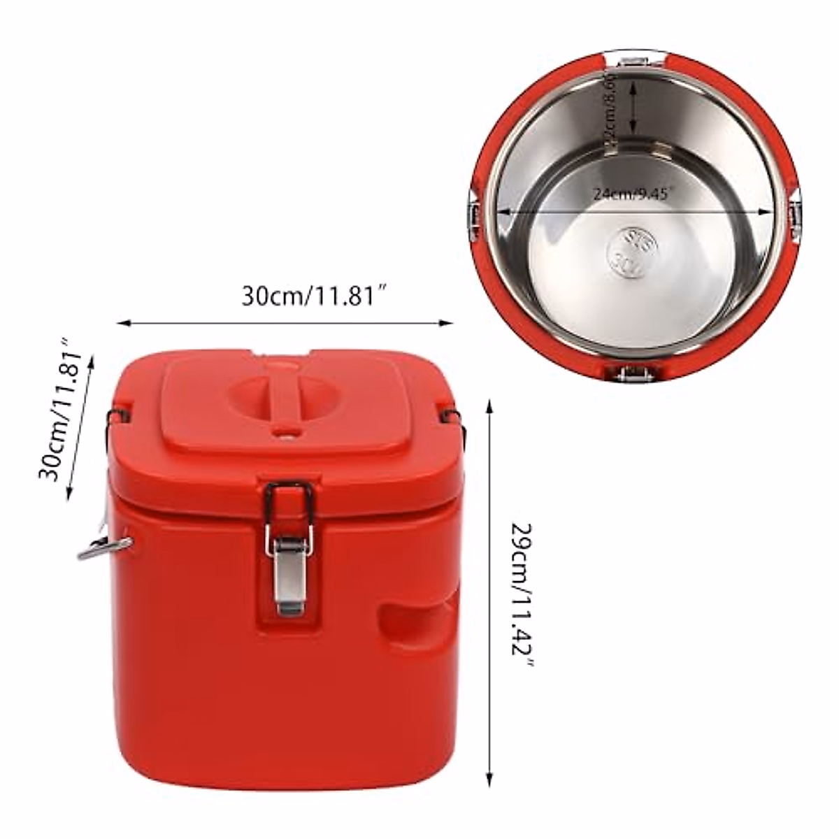 Treliamd Insulated Soup Container, Commercial Food Warmer for Hot or Cold Food,9.5L/2.5gal Hot Box for Catering, Food Cooler with 4 Buckles, Handles & Soup Carrier for Restaurant, Canteen, Home