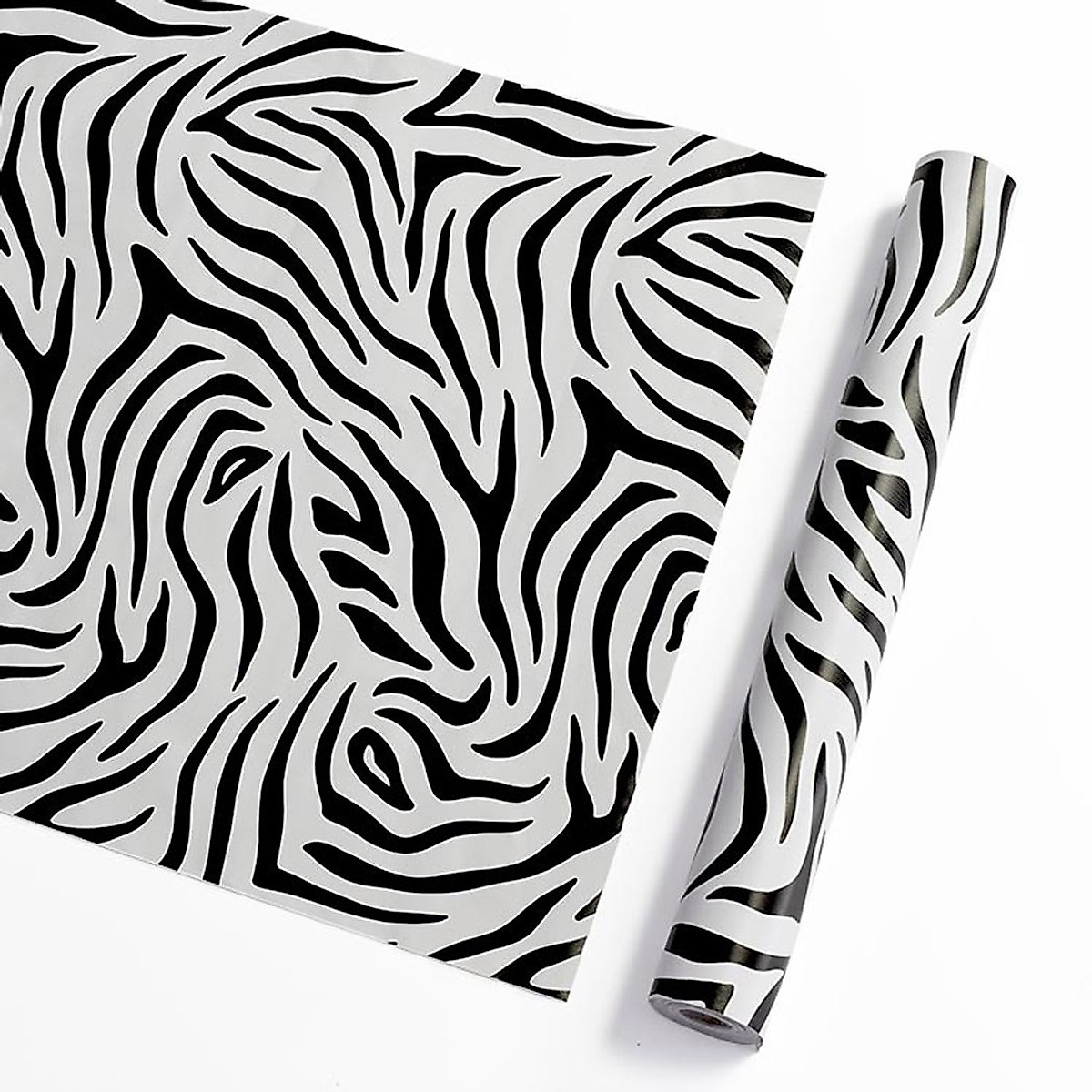 Self Adhesive Vinyl Zebra Stripes Contact Paper Decorative Shelf Liner for Cabinets Drawer Dresser Arts and Crafts Decor 17.7x78.7 Inches