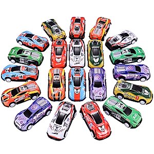 21 Pack Pull Back Toy Cars, Party Favors, Goodie Bag Stuffers, Race Vehicles Bulk, Pinata Fillers, Teacher Treasure Prize Box Toys for Boys Girls Toddlers 2,3,4,5 Years Old