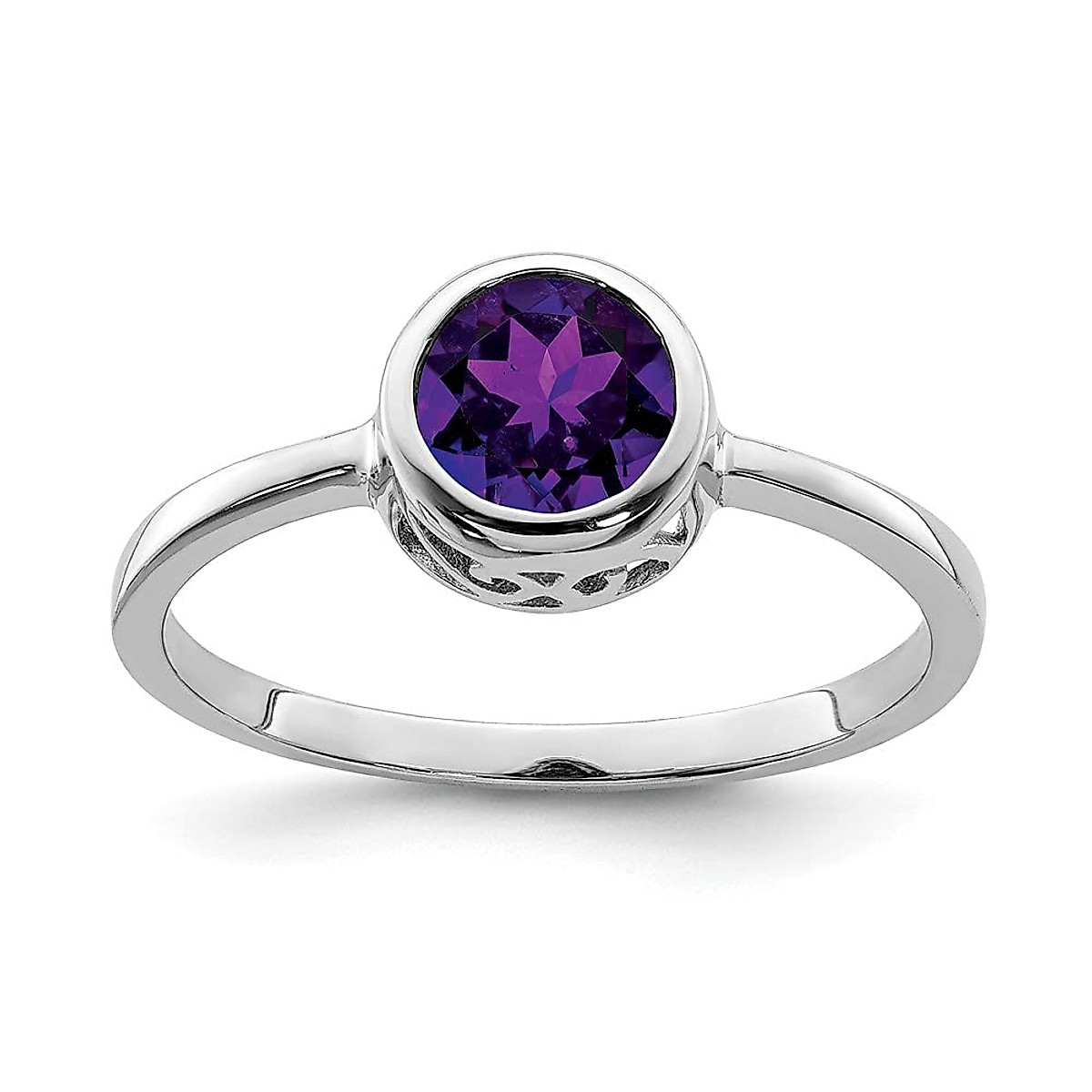 IceCarats 925 Sterling Silver Purple Amethyst Round Ring Gemstone Band February Birthstone Jewelry Size 8