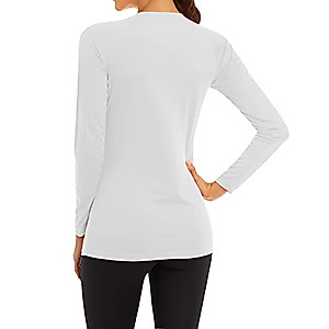 MAGCOMSEN Women's Long Sleeve Rash Guard Shirt - UV Protection, Hiking, Running, Fishing - White