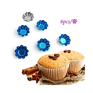 DOITOOL Baking Cup Cupcake Liners 12Pcs Delicate Stainless Steel Useful Tart Pans Flower Reusable Cupcake Muffin Baking Cup Mold for Kitchen(Silver)