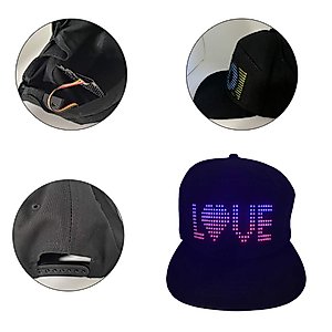 Keledz Multi-Language Bluetooth LED Smart Cap, Customized Bluetooth Hat Mobile APP Control Editing LED Display Hat Led Lamp Word (Text, Music, Image, Drawing) for Party Club Christmas Halloween