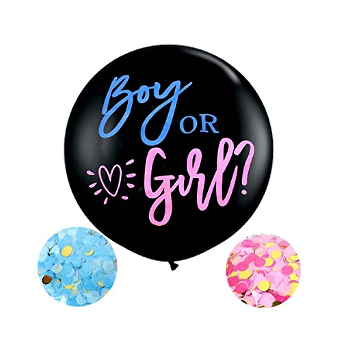 Baby Gender Reveal Balloon | Big Black Balloon 3 Piece Black 36 Inch Boy or Girl Balloon with Blue/Gold and Pink/Gold Confetti Best Gender Reveal Confetti Balloon For Baby Gender Reveal Party