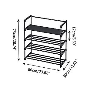 Calmootey 4-Tie Shoe Rack,Shoe Shelf Storage Organizer,Entryway,Bedroom,Black