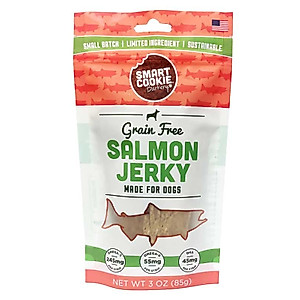 Smart Cookie Salmon Jerky Dog Treats - DHA & Omega Strips for Dogs & Puppies with Allergies, Sensitive Stomachs with Wild Caught Alaskan Salmon- Dehydrated, Grain Free, Made in USA - 3oz Bag Pack of 1