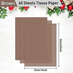 NEBURORA Brown Tissue Paper for Gift Bags 60 Sheets Brown Wrapping Tissue Paper Bulk 14 X 20 Inch Dark Brown Wrapping Paper for Gift Packaging Filler Art Crafts DIY Birthday Wedding Holiday (Brown)