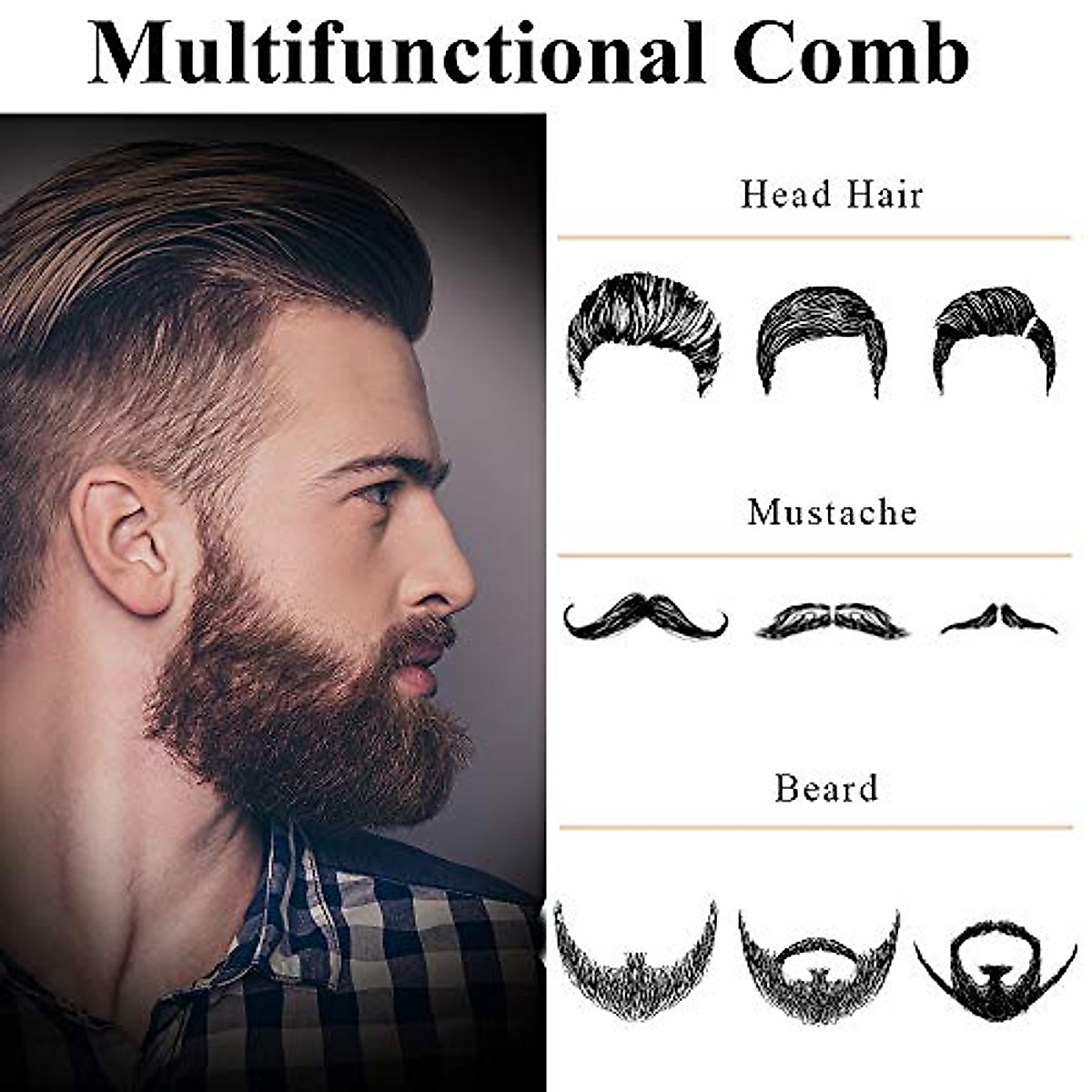 AhfuLife Stainless Steel Hair & Beard Comb, Multifunctional Folding EDC Pocket Comb with Bottle Opener, Anti-Static Hair & Beard Care Comb, Presented in Gift Box