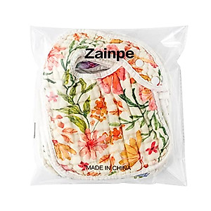 Zainpe 6Pcs Snap Muslin Cotton Baby Bibs Flowers Pattern Infants Feeding Bib Adjustable Machine Washable Girls Burp Cloths Unisex Drool Bibs with 6 Absorbent & Soft Layers for Eating and Teething