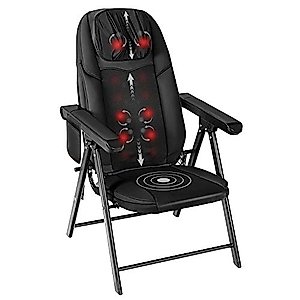 COMFIER Folding Massage Chair Portable, Shiatsu Neck Back Massager with Heat, Foldable Chair Massager for Full Body, Adjustable Backrest Height,Office Home Use, Gifts for Men Women,Black