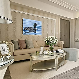 MSHDO Black Throated Loon Wall Art Canvas Prints Poster For Home Office Decorations With Framed 18"x12"