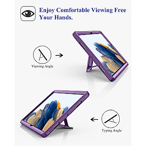Supveco Case for Samsung Galaxy Tab A8 10.5 Inch 2022 Release, Dual Layer Full Body Shockproof Protective Case with Built-in Screen Protector Cover for Galaxy Tab A8 10.5'' [SM-X200/X205/X207]-Purple