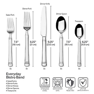 Fitz & Floyd Fitz and Floyd Everyday Bistro Band Silverware 20 piece service for four,Gray,5286220