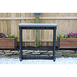 Leisure Accents Single Bar Deep Grey Top & Black Base Ideal for Patio Hot Tub Area Backyard Durable WeatherResistant Design Easy Nohardware Assembly Proudly Made in USA
