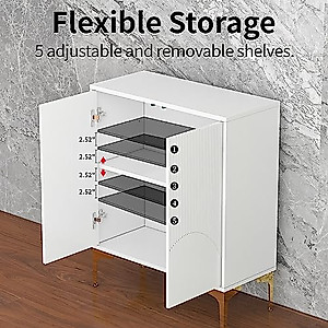 scolyk White Buffet Cabinet with Storage： White Coffee Bar Cabinet with Storage， Kitchen Sideboard Cabinet, 2 Door Cabinet Buffets & Sideboards， White Kitchen Cabinets