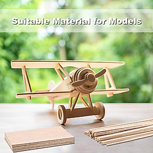 150 Pieces Balsa Wood Sticks Hardwood Square Wooden Craft Dowel Rods Unfinished Balsa Wood Sheets 12 Inch Thin Wood Strips 1/4 Inch 1/8 Inch for Crafts DIY Projects Models Making Supplies