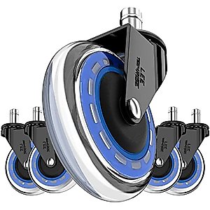 Office Chair Wheels for Wood Floors and Carpet Blue Replacement Wheels for Office Chair 3 Inch Chair Casters Set of 5 Heavy Duty Computer Gaming Desk Caster Wheels Noise Free Universal Fit