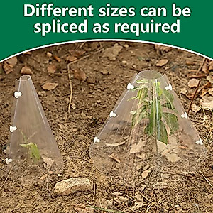 DECOHS 20 PCS Garden Cloches for Plant-Reusable Plastic Plant Bell Cover-Connectable Transparent Plant Covers for Protection Vegetables Seed from Frost Animal
