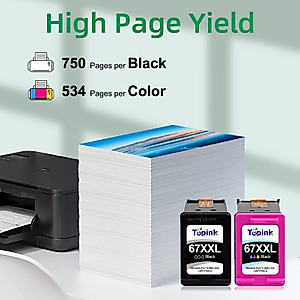67XL Ink Cartridges Black Color Combo Pack for HP Printer Ink 67 67 XL XXL for Envy 6000 6055 6055e 6052 6058 6075 Envy Pro 6400 6455 6455e 6452 6458 DeskJet 1255 2732 2752 2755 2755e 4140 4152 4155