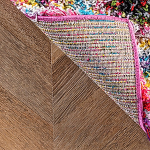 nuLOOM Kindra Abstract 2x6 Runner Shag Rug for Living Room Bedroom Dining Room Nursery Entryway Hallway, Multicolor/Red