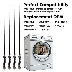 W11217817 Washer Suspension Rod Kit Compatible with Whirlpool Maytag Kenmore Amana Washing Machines Replaces W11159470 W11226768