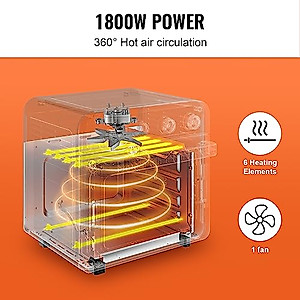 VEVOR 7-IN-1 Air Fryer Toaster Oven, 18L Convection Oven, 1700W Stainless Steel Toaster Ovens Countertop Combo with Grill, Pizza Pan, Gloves, 6 Slices Toast, 12-inch Pizza, Home and Commercial Use