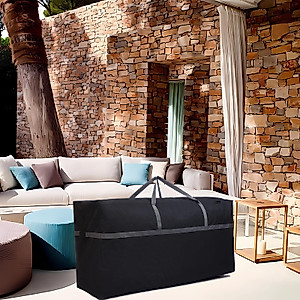 Sean Jacjy Heavy Duty 600D Outdoor Patio Cushion Furniture Organizer Bag Waterproof and Dustproof, 62 inches L x 22 inches W x 30 inches H for Patio Furniture Cushions and Other Storage Items