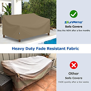 SunPatio Outdoor Couch Cover 80 Inch, Heavy Duty Waterproof 3-Seater Patio Sofa Cover with Seam Taped, Fade & Wind & Rip Resistant Patio Bench Cover for Outdoor Furniture, 80" L x 36" W x 30" H, Taupe