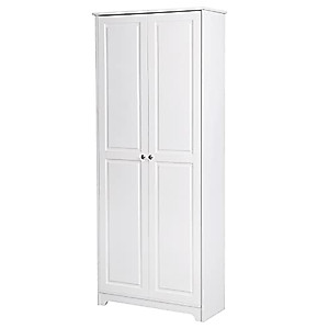 VINGLI Tall Pantry Storage Cabinet, 72'' Kitchen Pantry Cabinet, Freestanding Room Storage, Cupboard, 2 Door Pantry for Laundry Room, Kitchen, Apartment, Solid Wood, White