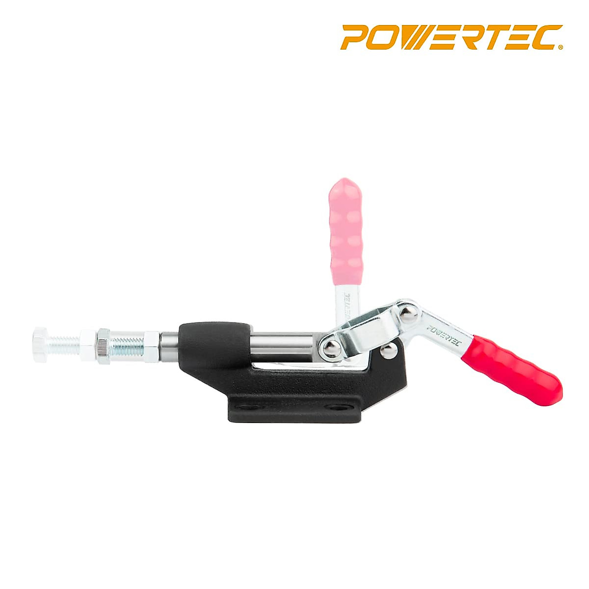 POWERTEC 20318 Push Pull Toggle Clamp 305CM - 500 lb Heavy Duty Holding Capacity, Plunger Stroke Clamp w Flange Base Plate, 1PK