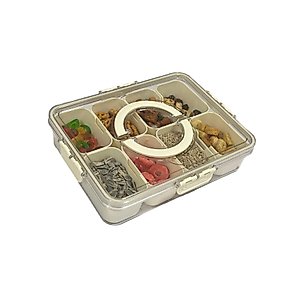 Generic Snack Box Container- Lunch Containers for Adults- Divided Serving Tray with Lid and Handle- Snack Tray Organizer- Snackle Charcuterie Boxes for, Adults, Travel, Party and Picnic., White