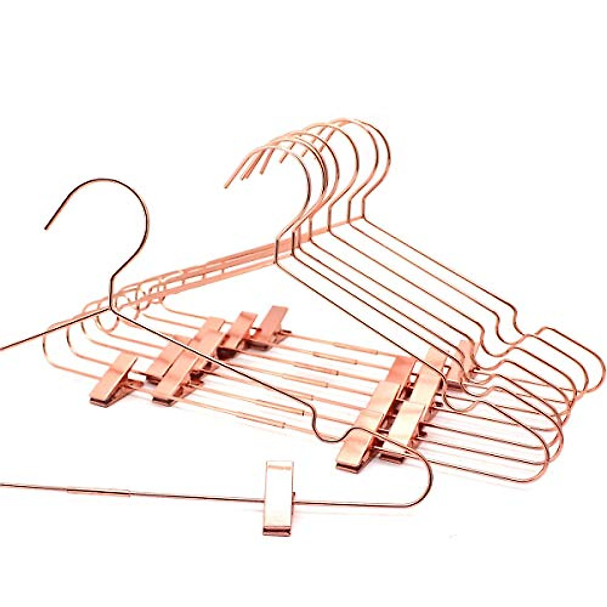 25Pack Koobay 17" Metal Hook Wire Rose Gold Copper Hangers with Clips Clothes Stroage Coat Hangers
