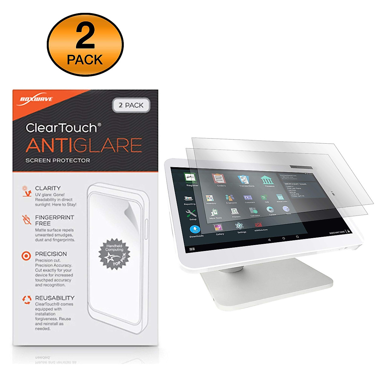 BoxWave Screen Protector Compatible with Clover Station 2.0 (2018) (14 in) - ClearTouch Anti-Glare (2-Pack), Anti-Fingerprint Matte Film Skin for Clover Station 2.0 (2018) (14 in)