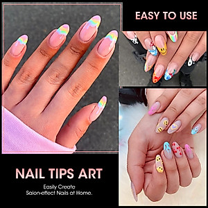 Buqikma Nail Tips Short Oval - 600PCS French Tips Round Shape Half Cover False Acrylic Nails Artificial Tips for DIY & Salon (with Handle - Clear)