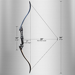 D&Q 58'' Recurve Archery Bow and Arrow Set for Adults Beginners, Black Hunter Aluminum Alloy Takedown Bow for Right Hand.(Black, 70lb)