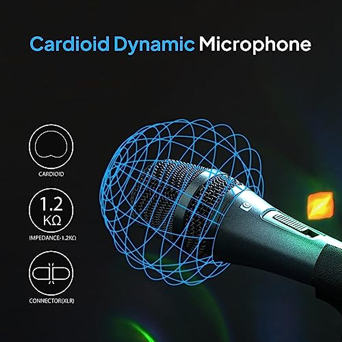 CAROL Dynamic Microphone Professional Vocal Performance with Cardioid Unidirectional Pattern and Advanced AHNC Noise Cancelling Technology, for Stage, Singing, Metal Matiriel with Switch (AC-910S)