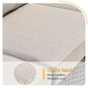 HOOOWOOO Patio Outdoor Furniture Sectional Couch Set,8 Piece Wicker Weather Resistant Conversation Set,Modern Corner Modular L Shaped Sofa Set with Table Swivel Chairs for Yard(Beige Tan)