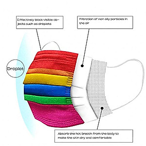 IIIHAT 50/100Pcs Rainbow Printed Pattern Disposable Face Masks for Kids/Adult,3-ply Face Mouth Protection Shield, High Breathable & Ventilation Security (B-Adult, 50PCS)